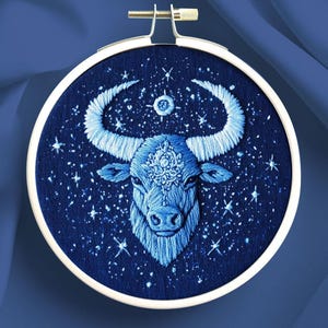 Taurus Embroidery Design * Taurus Constellation Birthday Gift ...