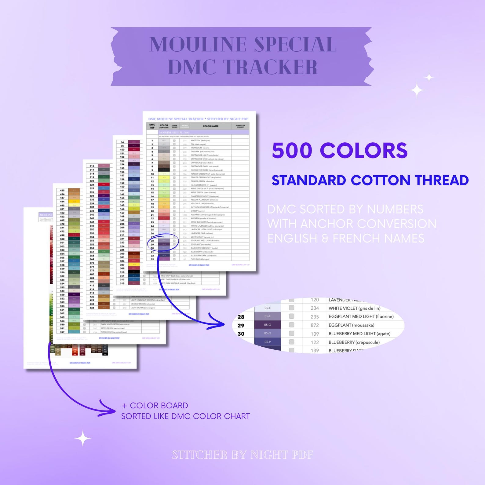 Printable DMC Embroidery Floss Color Chart Tracker Inventory* Dmc ...