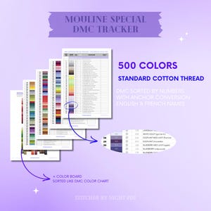 Printable DMC Embroidery Floss Color Chart Tracker Inventory* Dmc ...