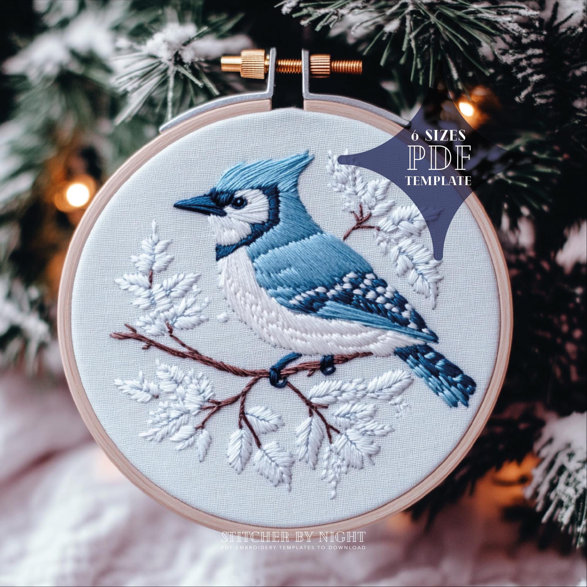 Blue Jay Bird Branch Embroidery Design * Blue Bird Embroidery Design ...