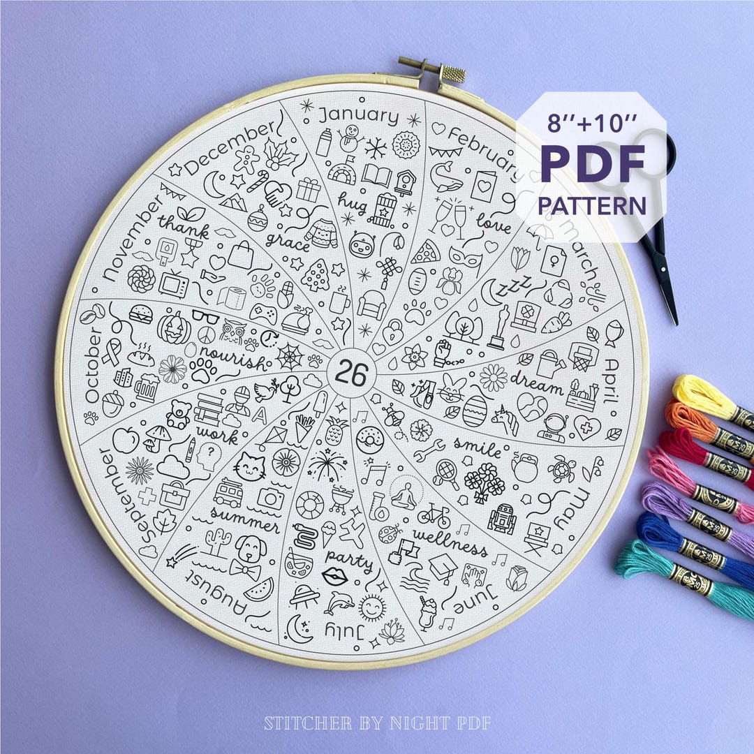 Icon Wheel of Year Embroidery Pattern * Phenology Wheel Embroidery ...