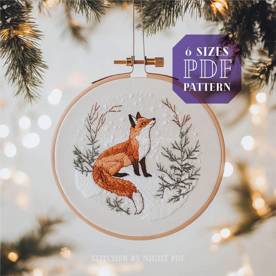 Red Fox Embroidery Design * Fox Hand Embroidery Pattern * Winter Scene ...
