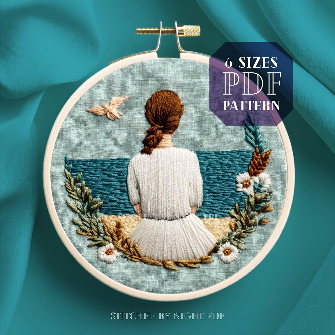 Girl by the Sea Embroidery Pattern* Go Coastal Times Gift Idea* Slow ...