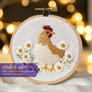 Floral Chicken Embroidery Design * Mini Chicken Embroidery Pattern ...