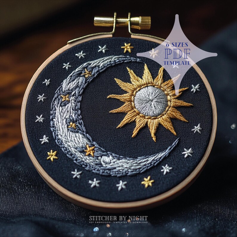 Sun and Moon Embroidery Design * Sun Moon Embroidery Pattern * Sun Moon Sweat * Sun Moon ...