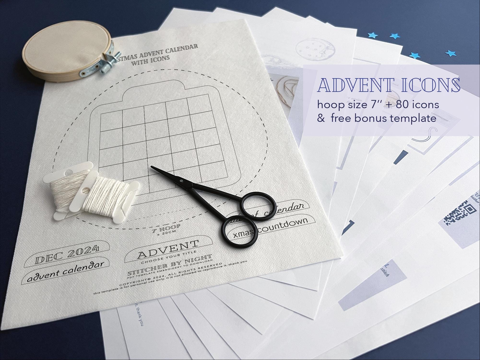 2024 Embroidery Advent Calendar With Tutorial Customizable Advent ...