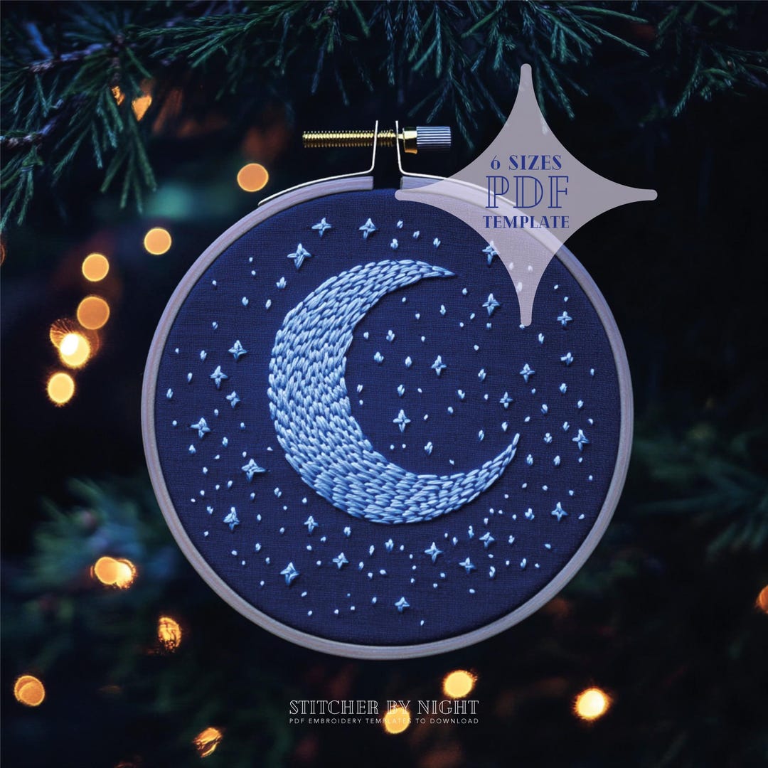 Crescent Moon Embroidery Design * Moon Phase Embroidery Pattern * Moon ...