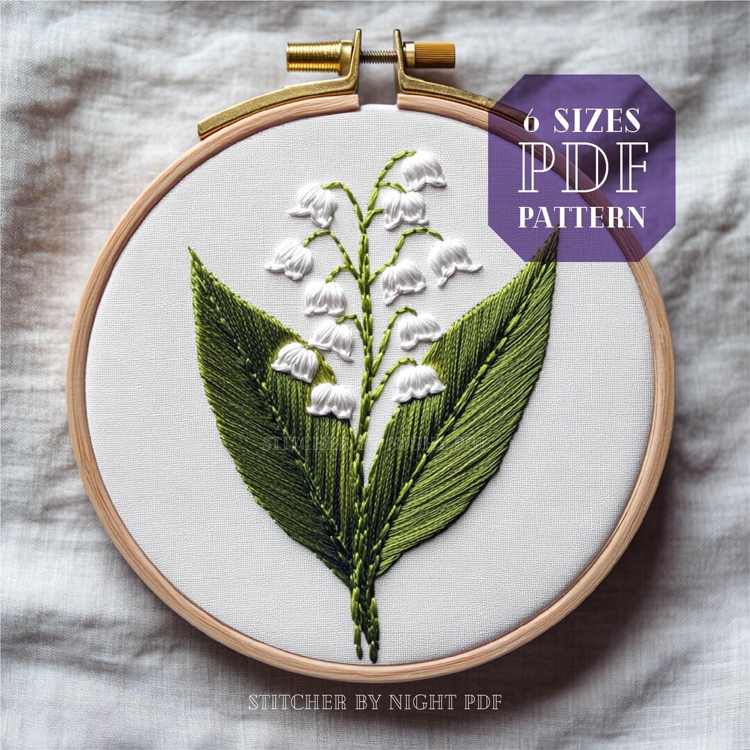 Lily of the Valley Embroidery Design PDF * May Birth Flower Ornament ...