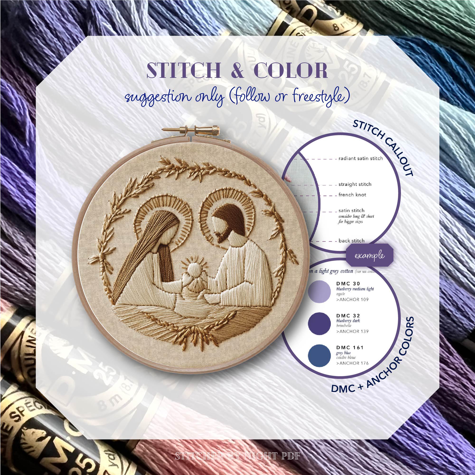 Nativity Embroidery Design Pack * Nativity Hand Embroidery Pattern ...