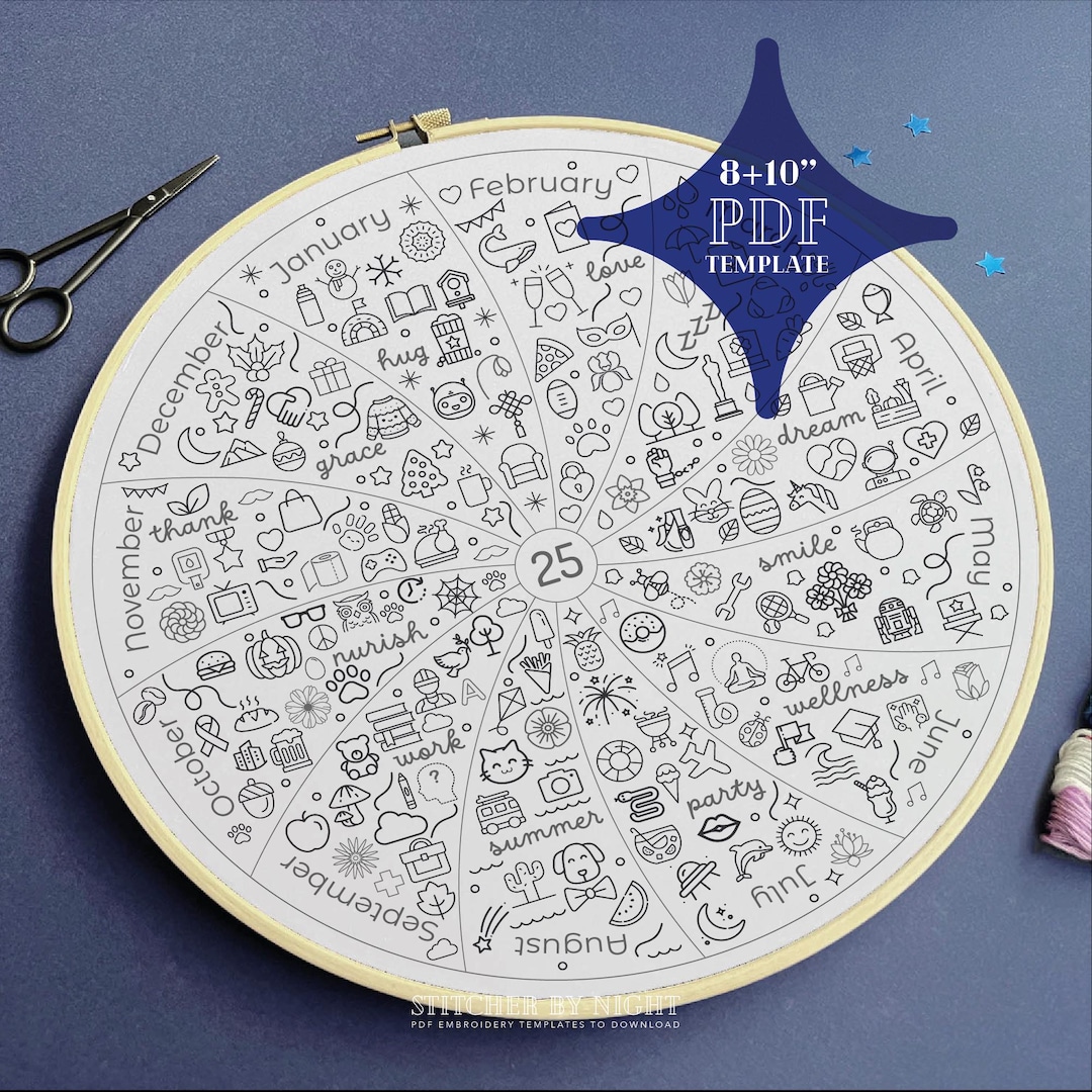 Icon Wheel of Year Embroidery Pattern * Phenology Wheel Embroidery ...