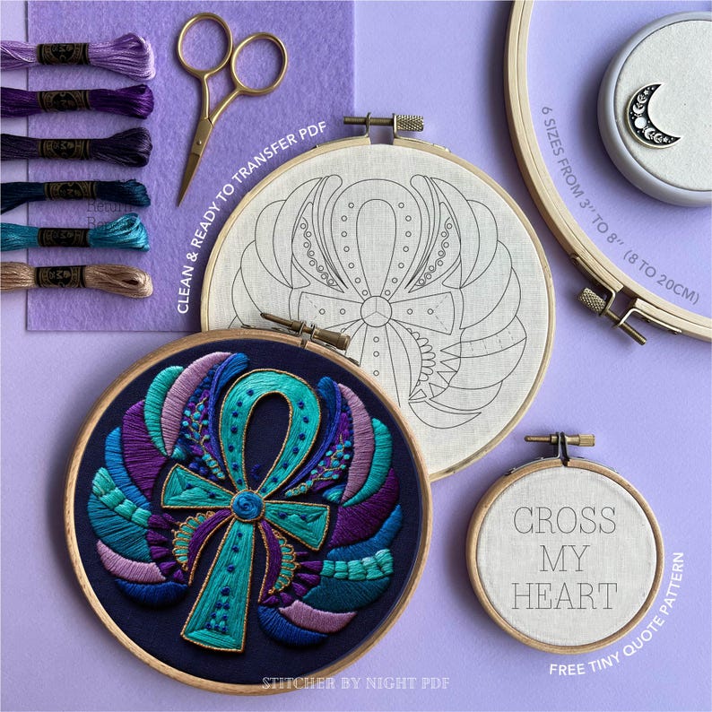 Ankh Symbol Embroidery Design * Egyptian Cross Embroidery * Hand ...