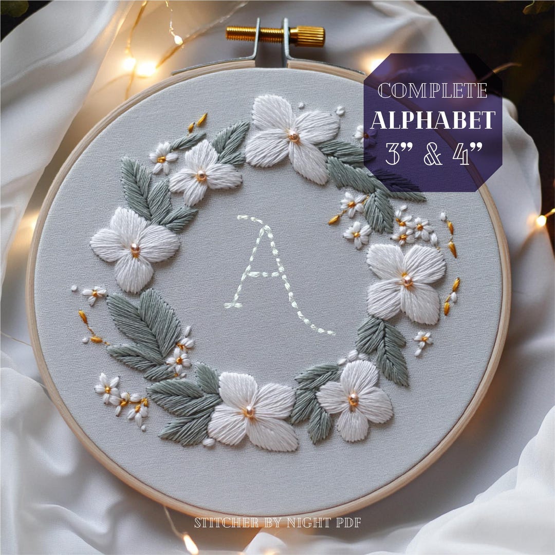 Camellia Wreath Initial Embroidery * Monogram Embroidery Design ...