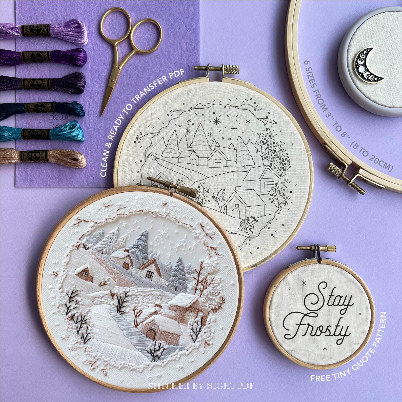 Mountain Scene Embroidery Design * Winter Scene Embroidery Designs ...