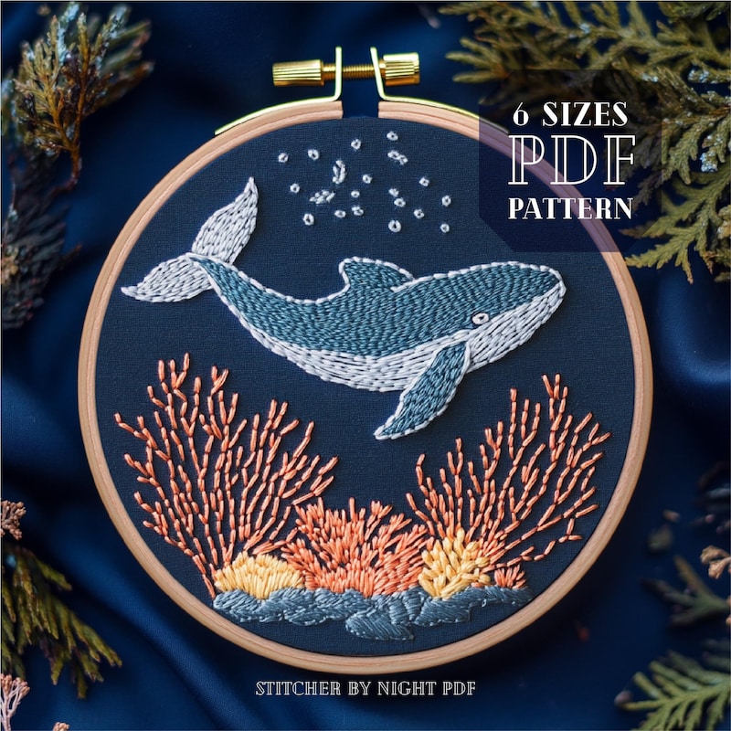 Whale Embroidery - Etsy