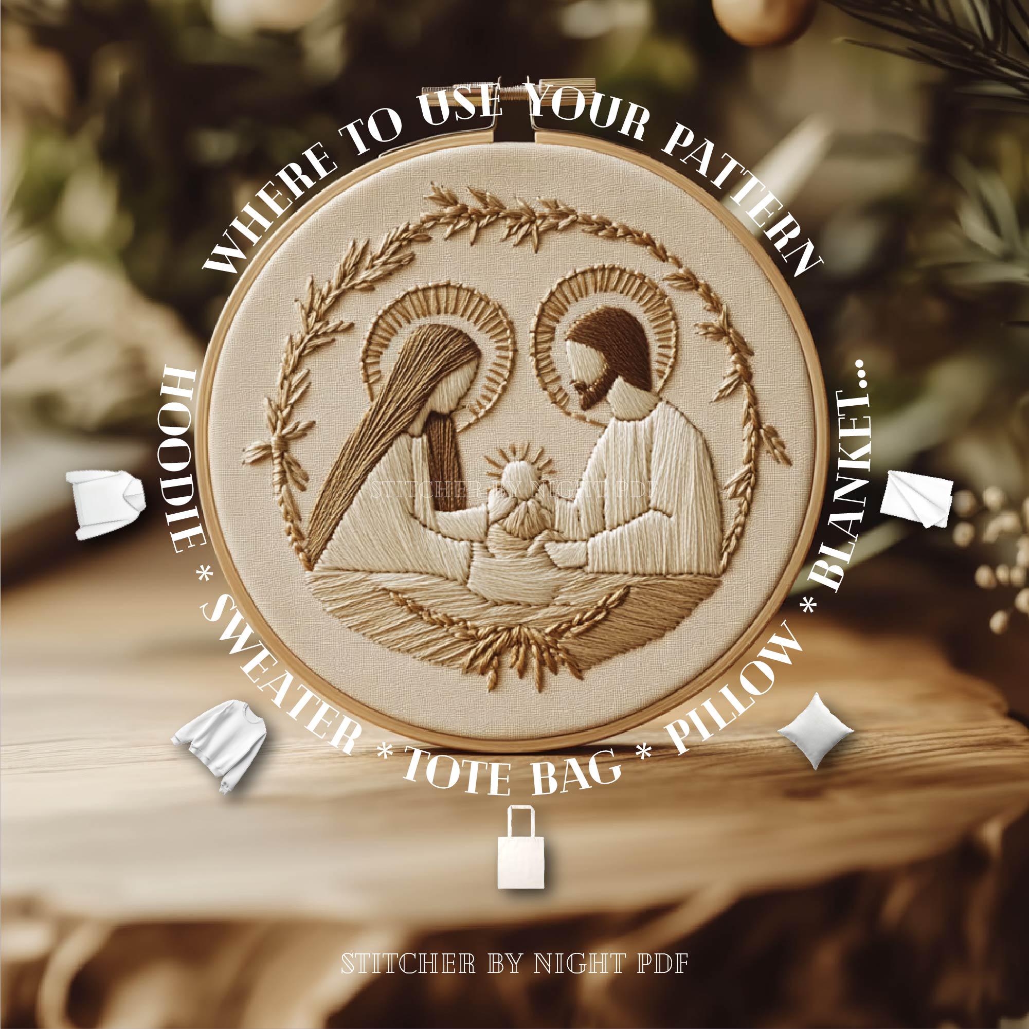 Nativity Embroidery Design * Christmas Crib Ornament * Nativity Hand ...