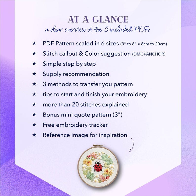 Lucky Ladybug Embroidery Design * Lady Luck Charm * Easy Pdf Pattern ...