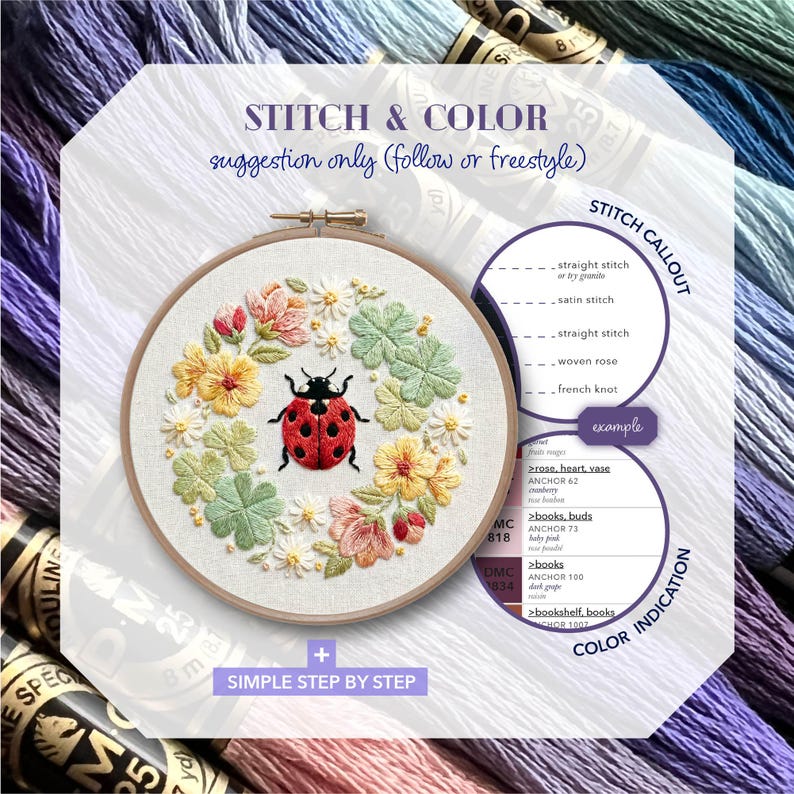 Lucky Ladybug Embroidery Design * Lady Luck Charm * Easy Pdf Pattern ...