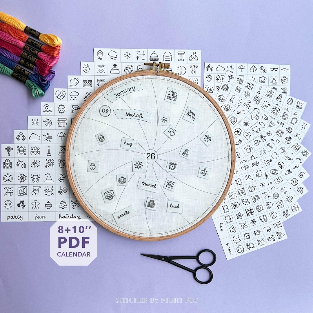 Blank Wheel of Year Embroidery Design * 2026 Phenology Template * Hand ...