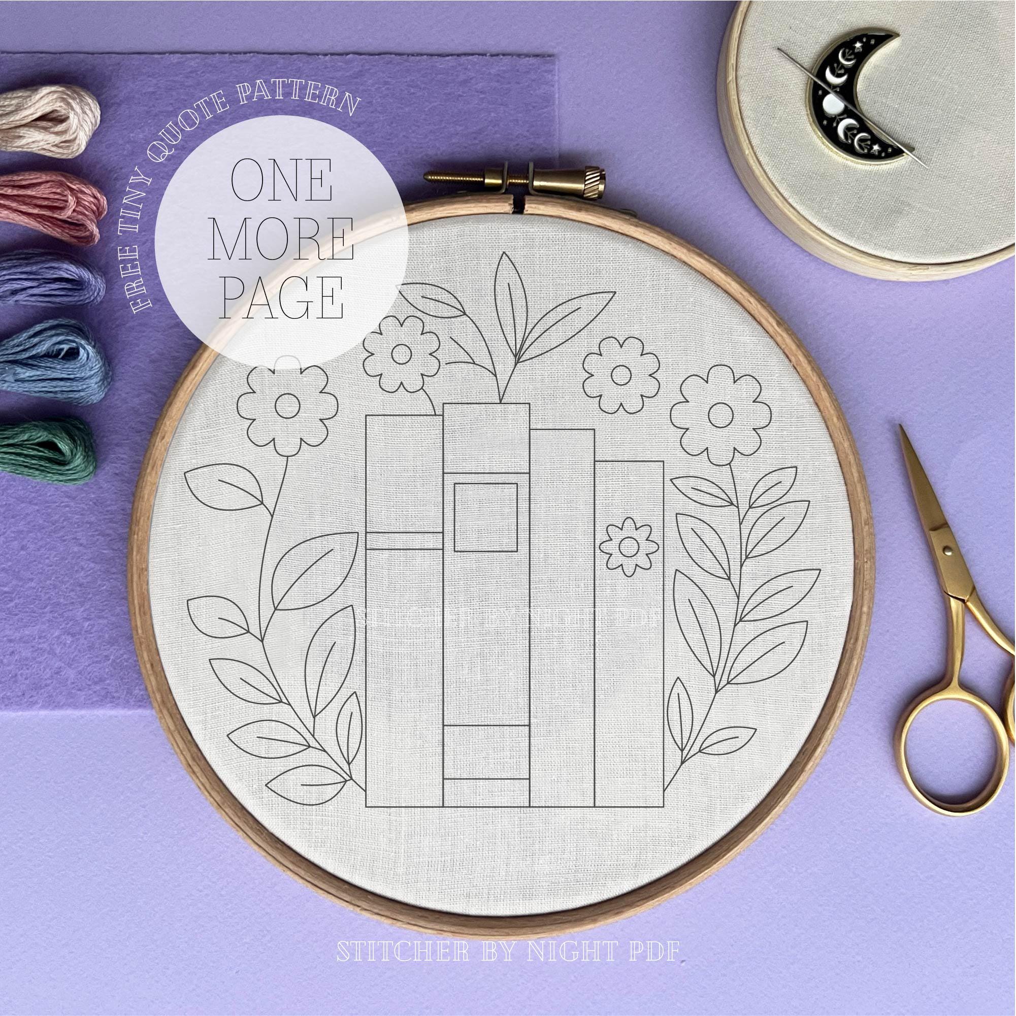 Simple Bookshelf Embroidery Pattern * Floral Bookshelf Embroidery ...