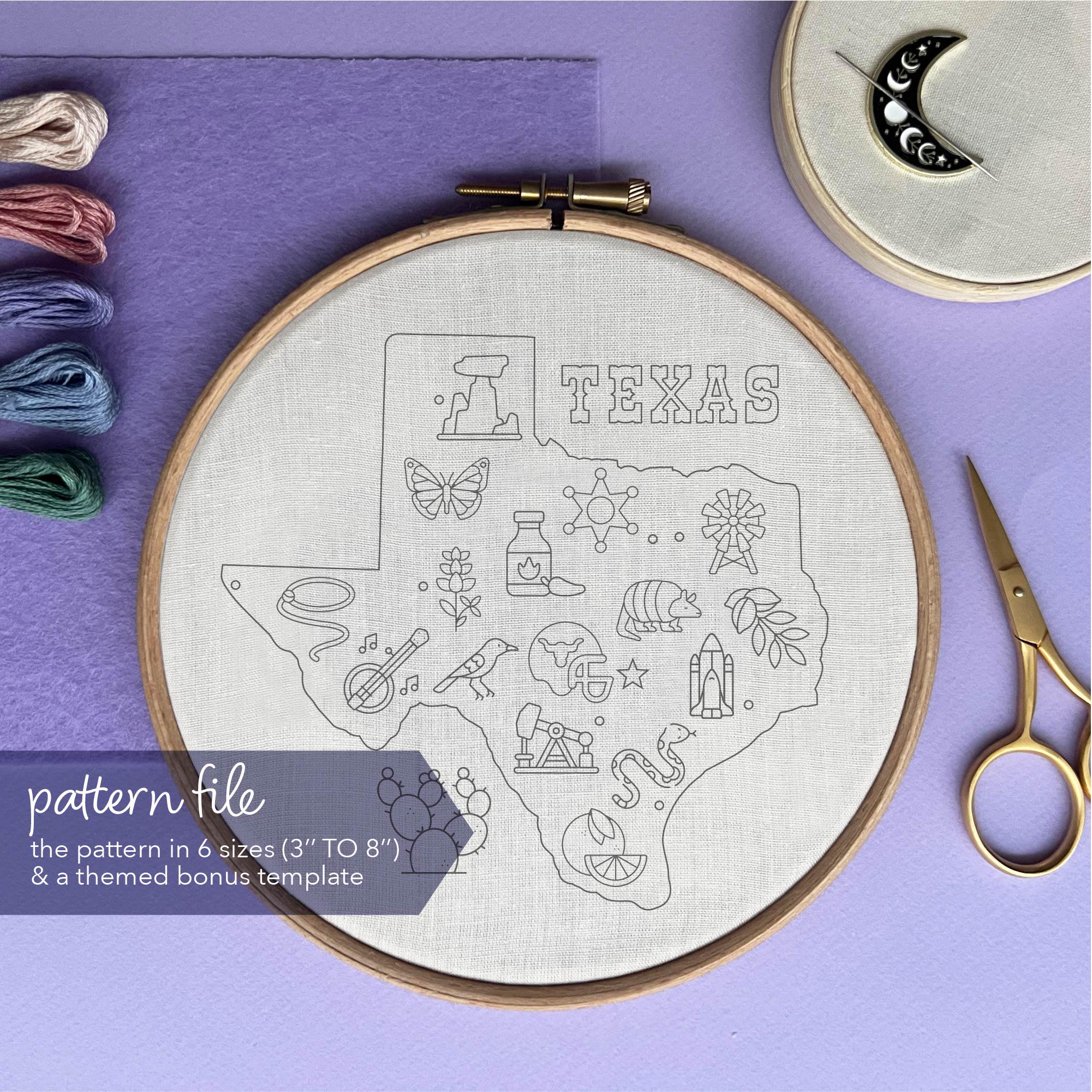 Texas Embroidery Design * Texas Outline Embroidery * State Map ...