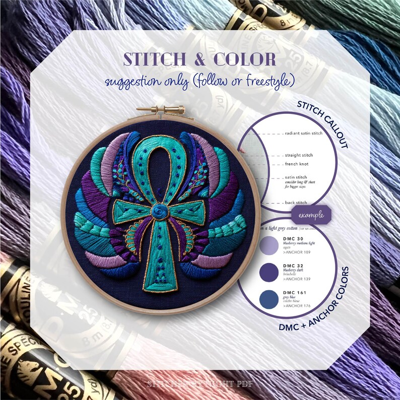 Ankh Symbol Embroidery Design * Egyptian Cross Embroidery * Hand ...