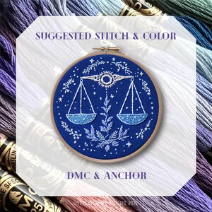 Libra Embroidery Design * Celestial Libra Gift * Zodiac Embroidery ...