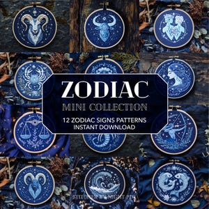 Zodiac Embroidery Bundle * Zodiac Inspired Wall Art * Astrology ...