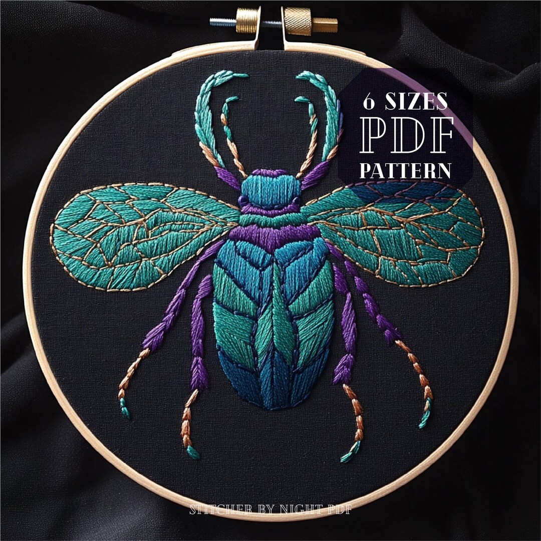 Mystical Scarab Beetle Embroidery Design * Ancient Egyptian Winged ...