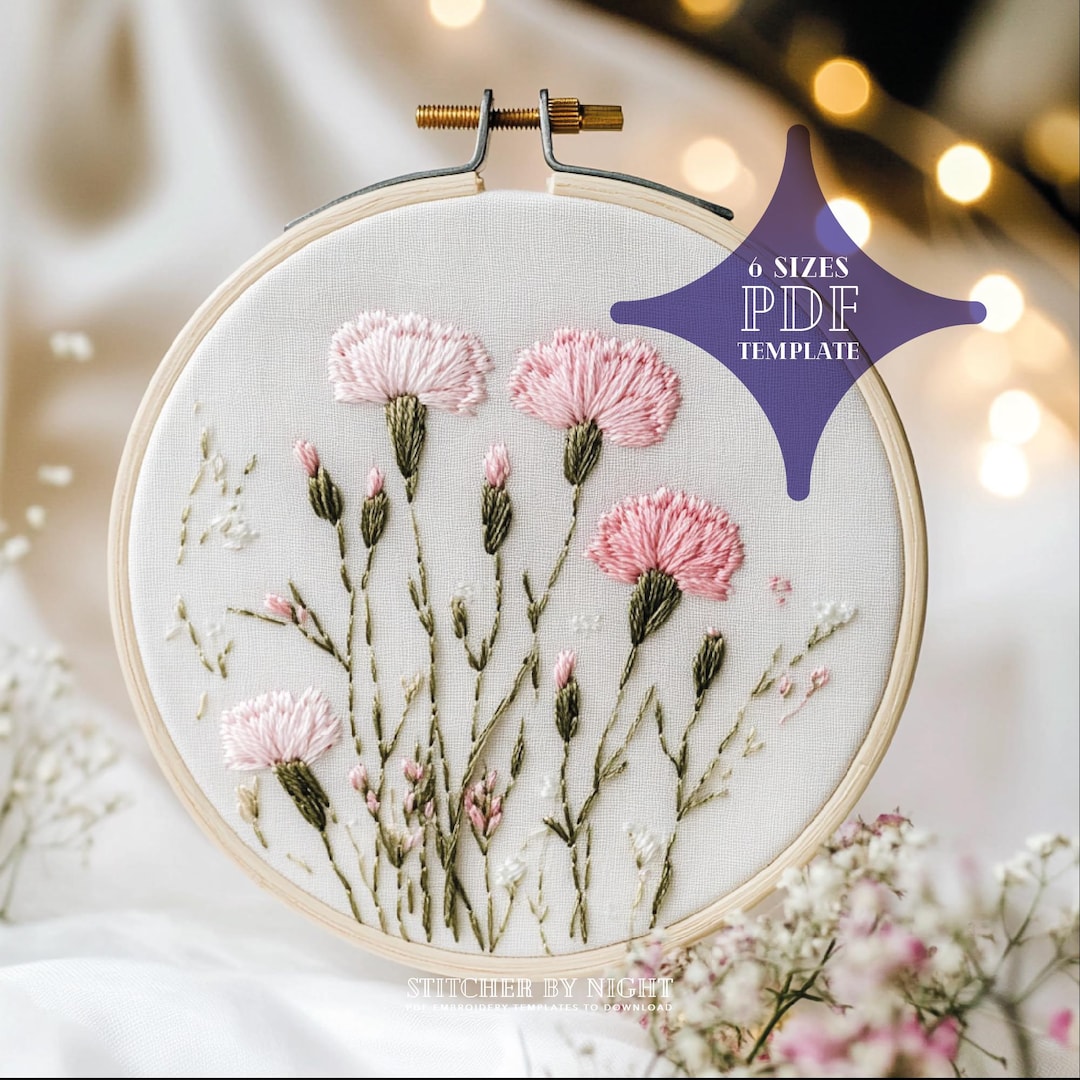 Pink Carnation Embroidery Design * January Birth Flower Embroidery ...