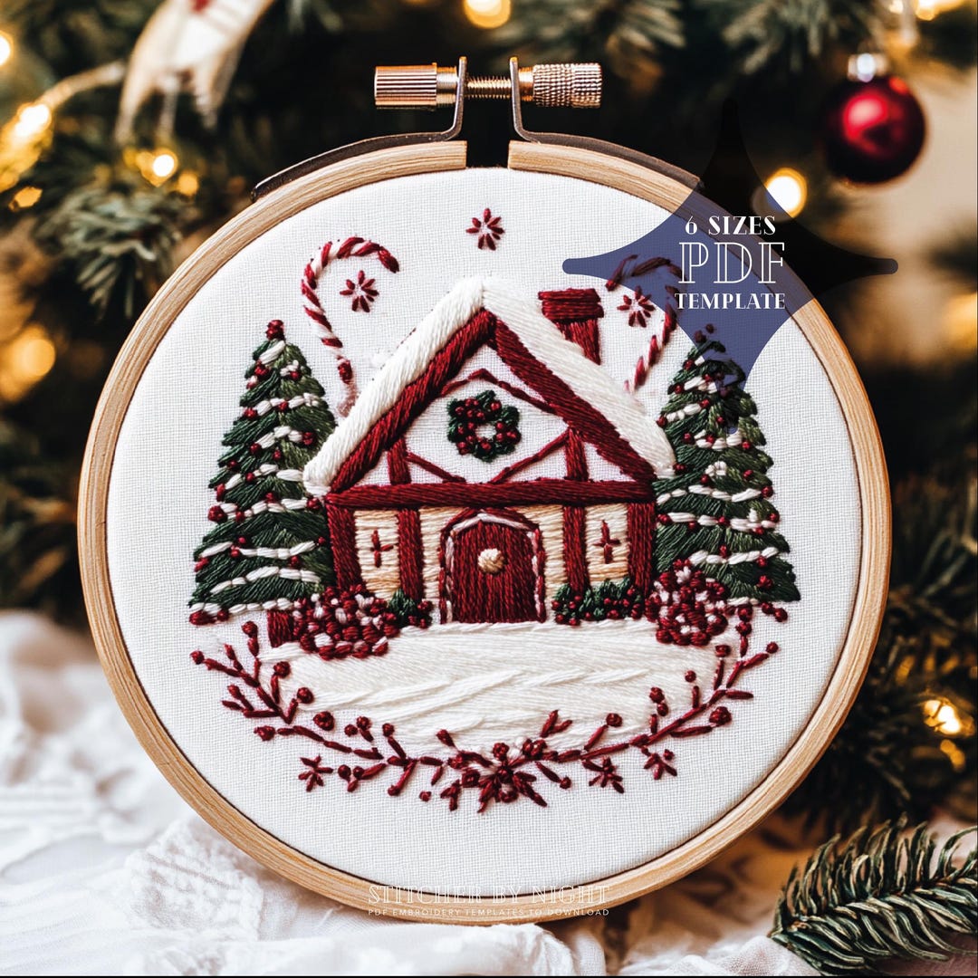 Winter Cabin Embroidery Design * Cabin in Woods Embroidery Design * Log ...