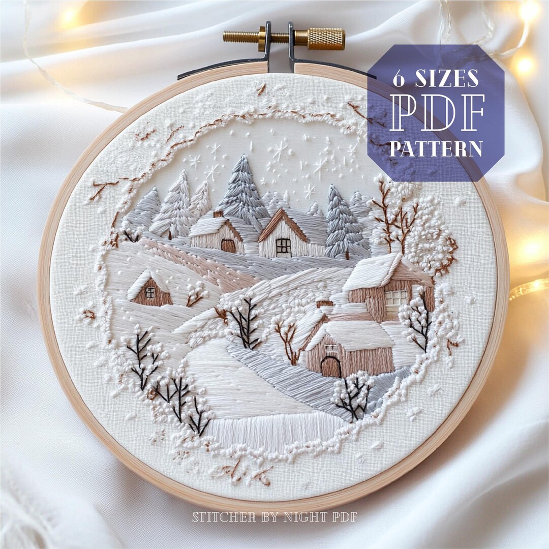 Mountain Scene Embroidery Design * Winter Scene Embroidery Designs ...