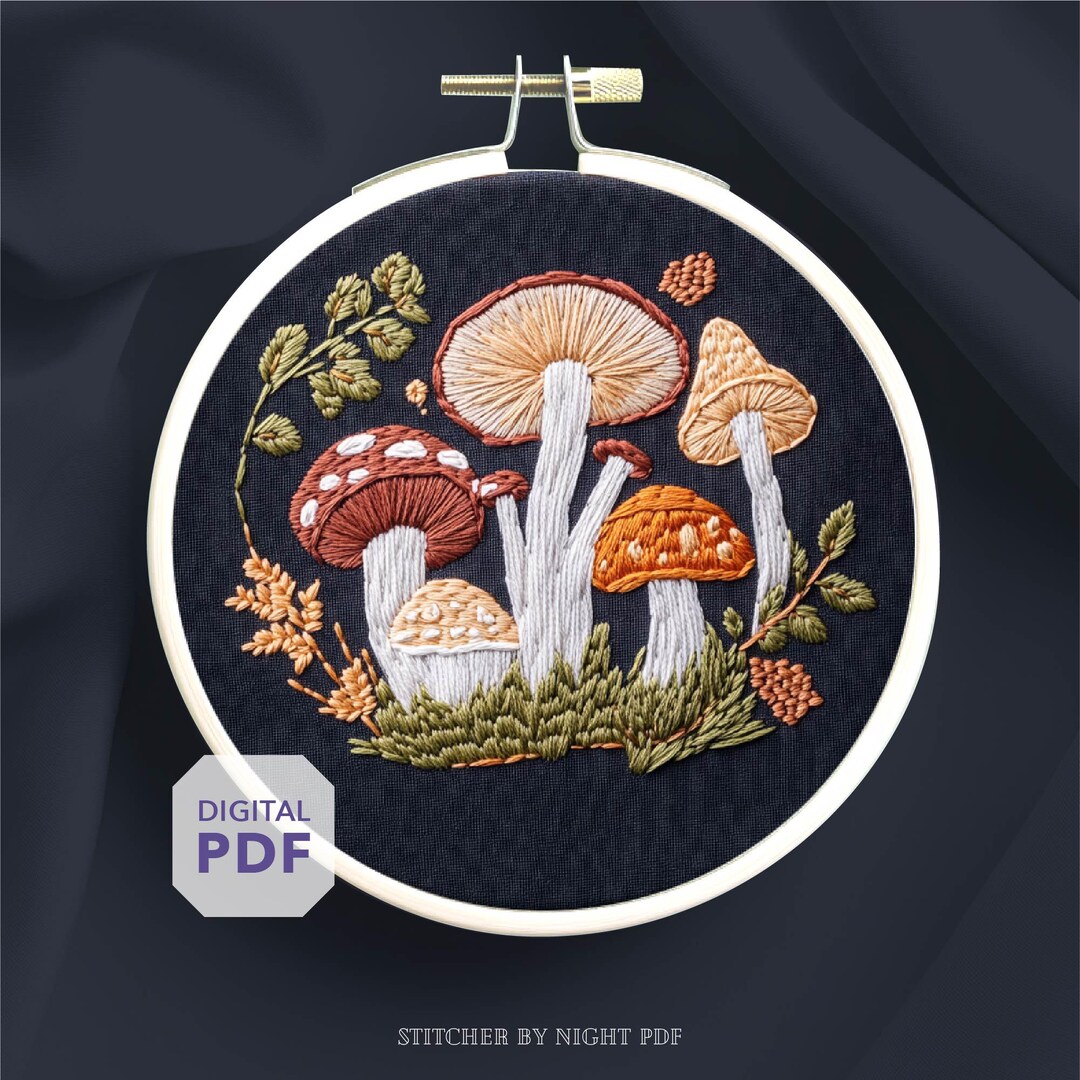 Wild Mushroom Embroidery Design * Dreamy Forest Hoop Art * Mushroom ...
