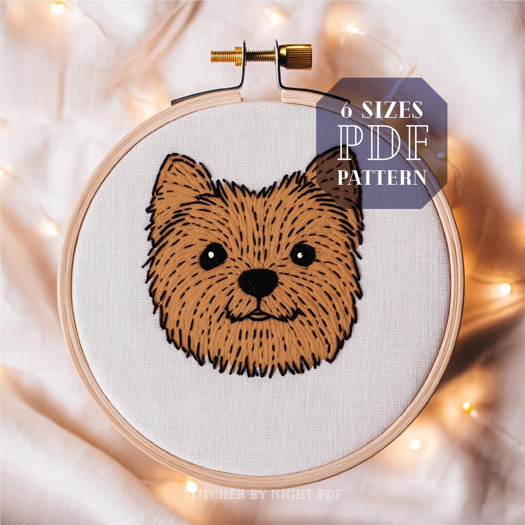 Cute Yorkie Embroidery Design * Mini Dog Embroidery * Dog Faces ...