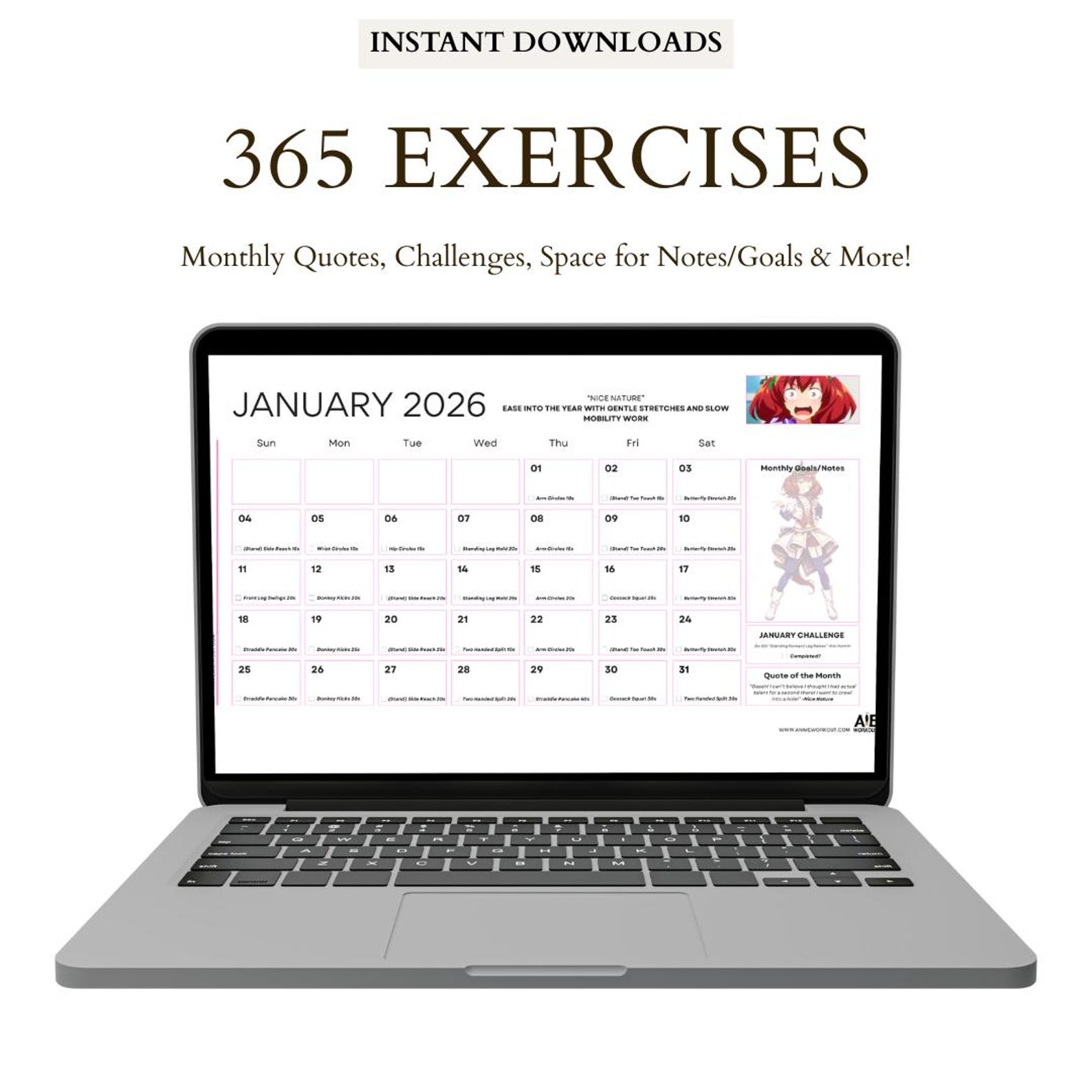 2026 Uma Musume Fitness Calendar: Monthly Exercises (printable PDF) - Etsy