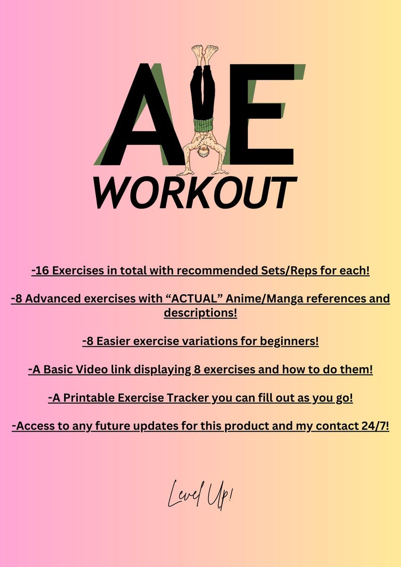Beginner Calisthenics Workout (anime Workout) - Etsy