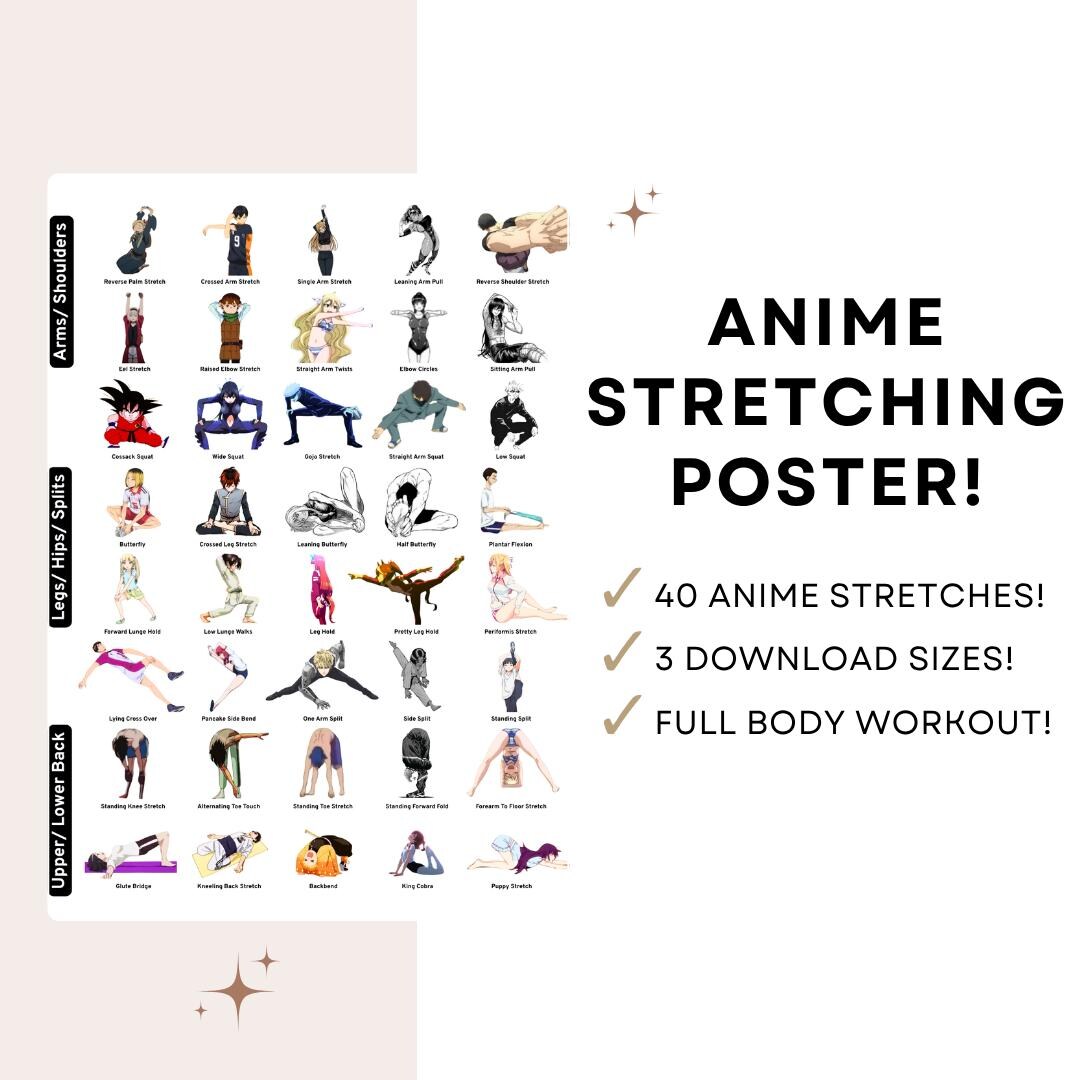 Anime Stretching Poster: 40 Stretches, 3 Sizes (digital Download) - Etsy