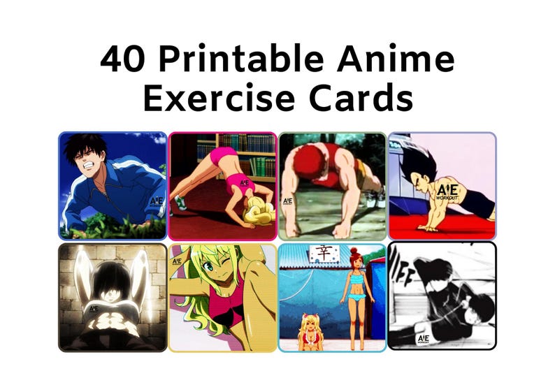 40 Printable Anime Exercise Cards (digital File) - Etsy