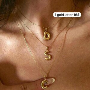 Pave Bubble Letter Initial Necklace, Pave Diamond Letter Pendant, 14k ...