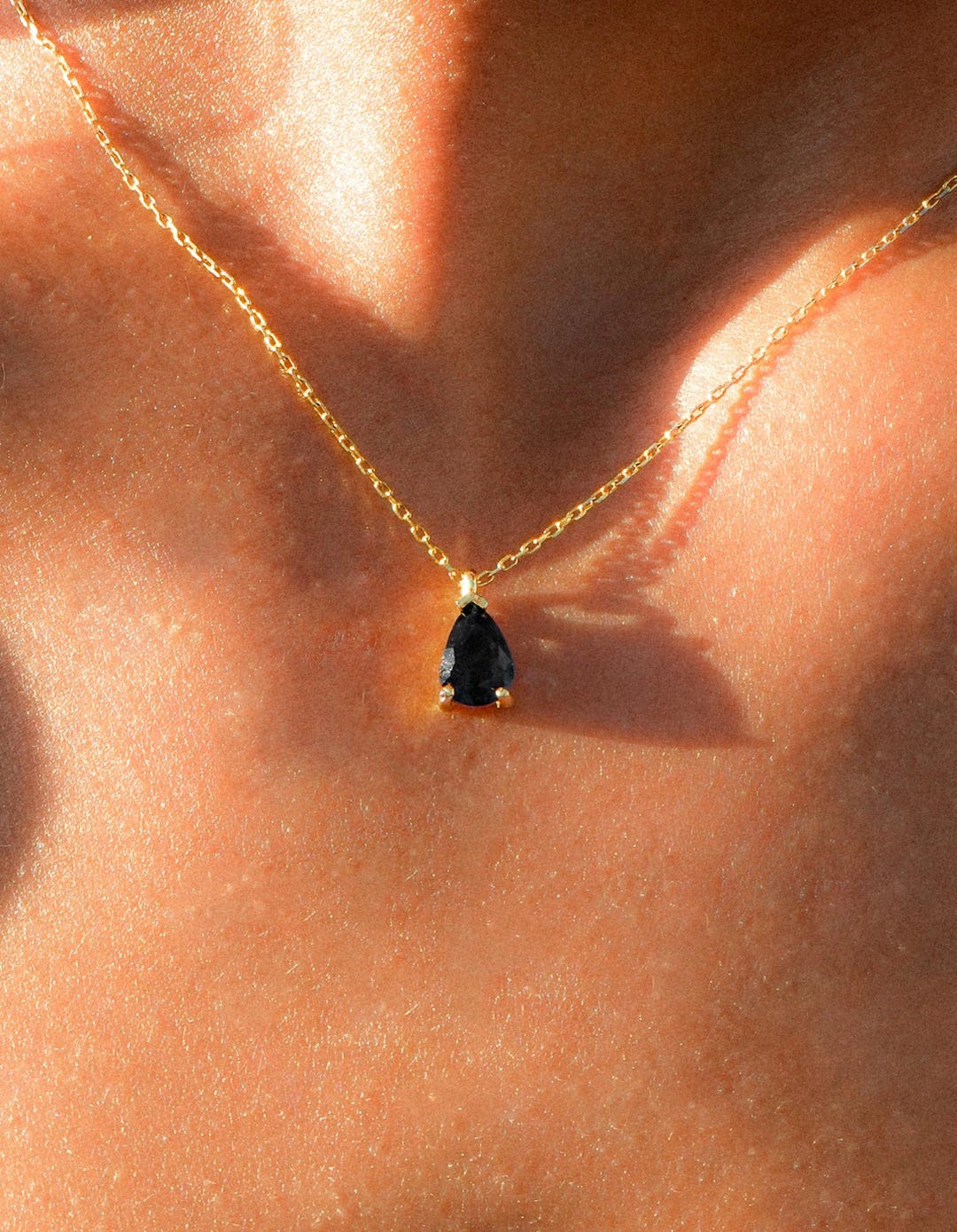 Obsidian Stone Necklace, Teardrop Birthstone Necklace, Crystal Pear Cut ...