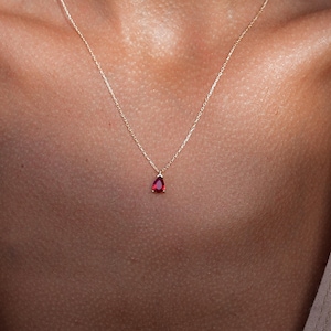 Dainty Ruby Necklace and Earrings Set, Red Ruby Crystals, Drop Ruby Stud Earrings, July Ruby ...