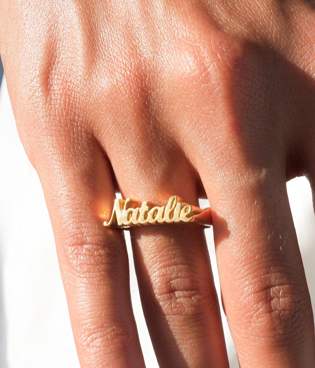 14k Gold 3d Custom Ring, Dainty Personalized Jewelry,custom Name Plate ...