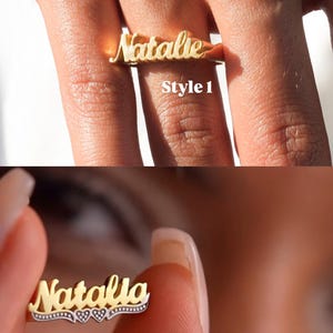 14k Solid Gold 3d Custom Ring, Dainty Personalized Jewelry,custom Name Plate Ring, Custom Name ...