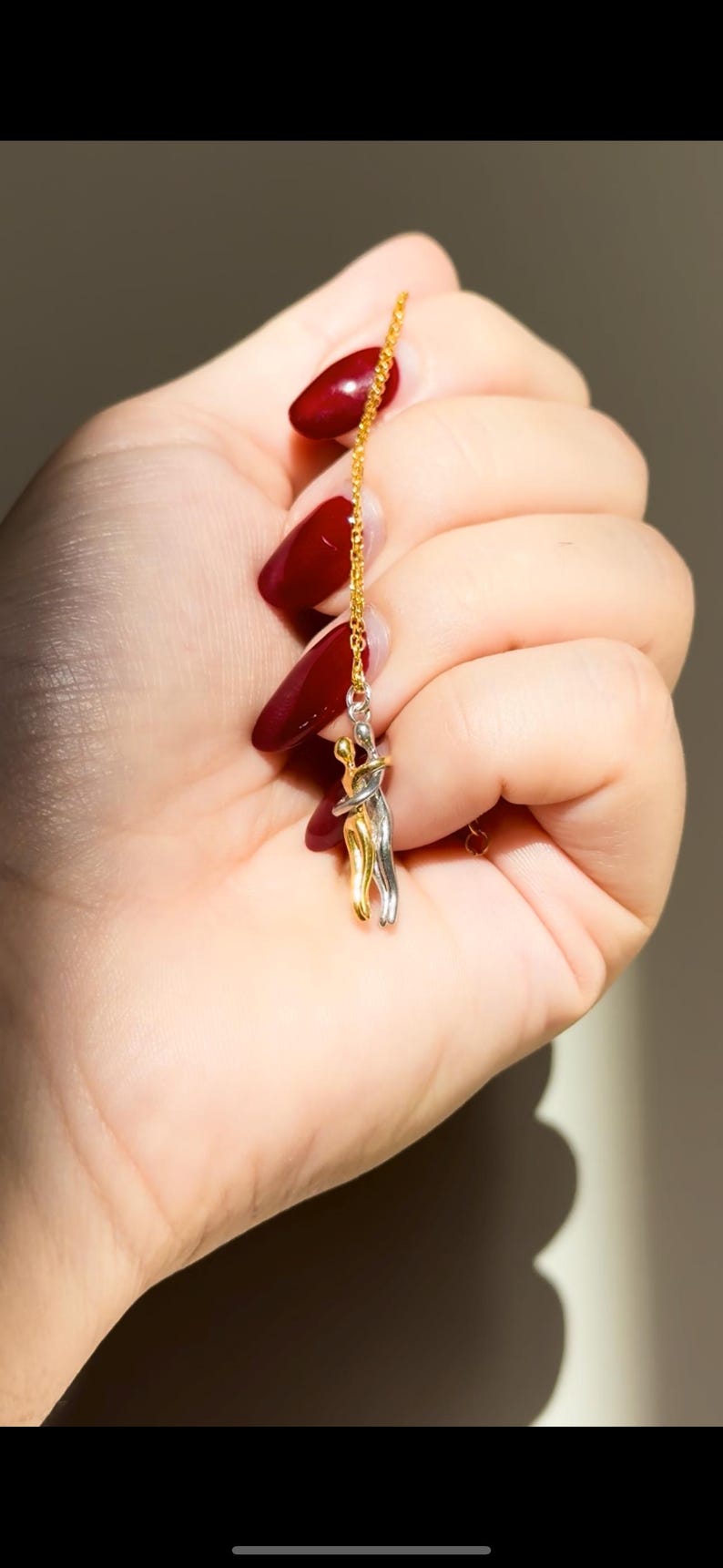14k Gold Couple Dancing Necklace, Hugging Necklace, Dainty Couple ...