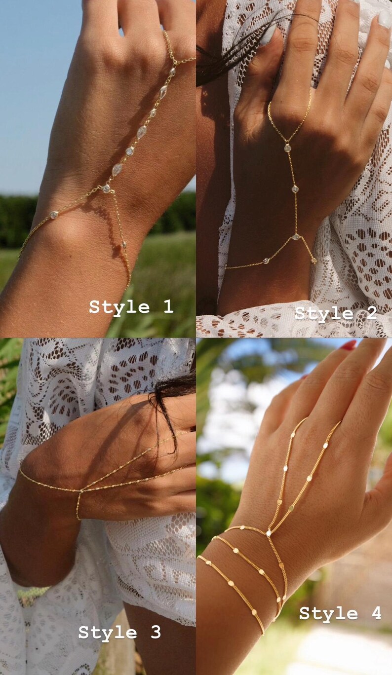 Gold Hand Chain, Bridal Hand Chain Bracelet, Silver Hand Chain, Finger ...