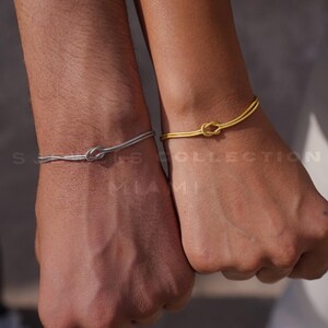 Two Tone Couples Bracelets, Love Knot Bracelet, Matching Bracelets ...