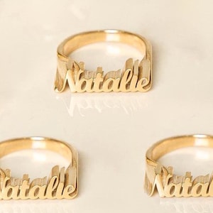 14k Solid Gold 3d Custom Ring, Dainty Personalized Jewelry,custom Name ...