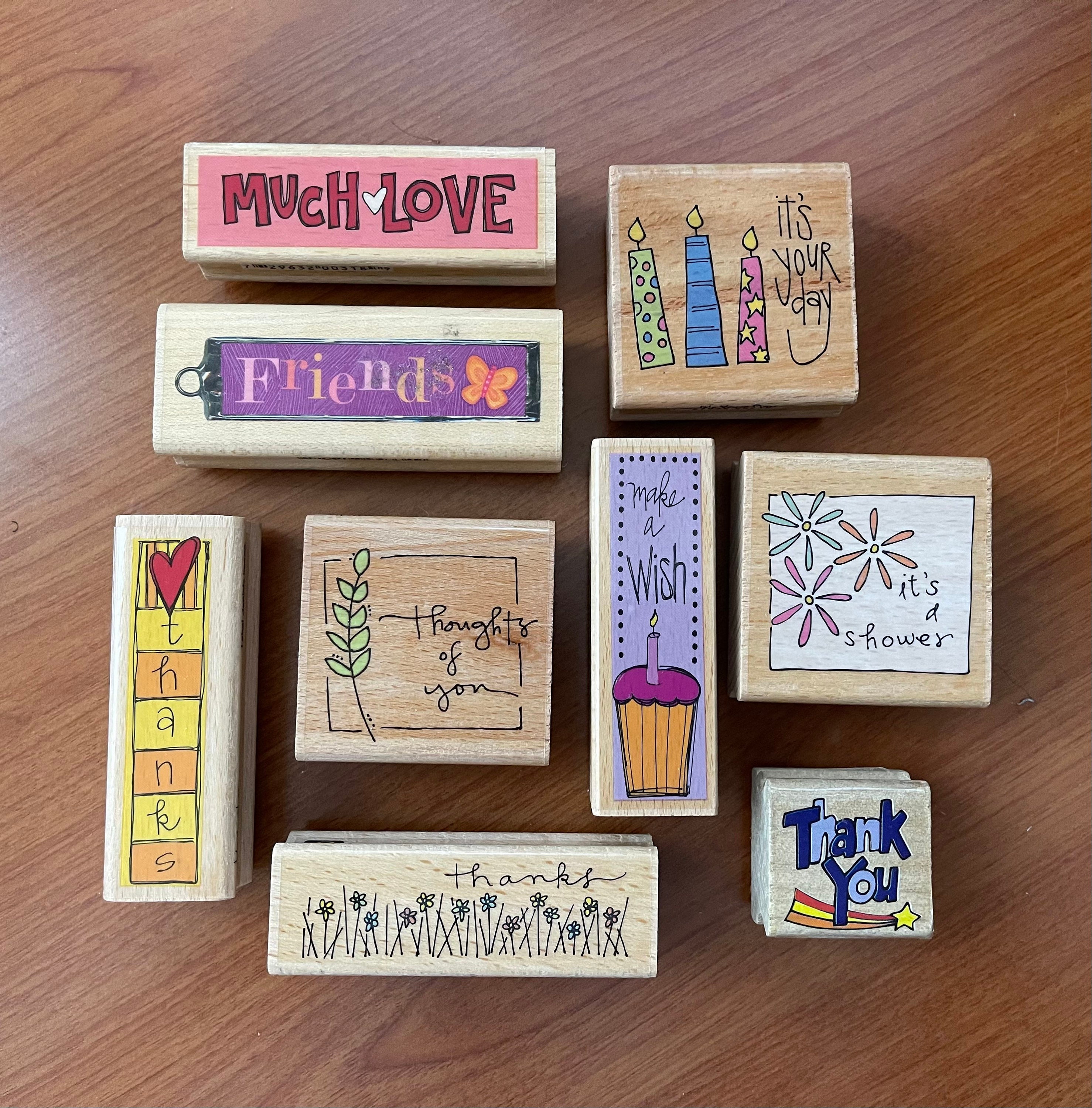Rubber Stamp Words/frases Set - 9 Mounted Rubber Stamps Set - Etsy