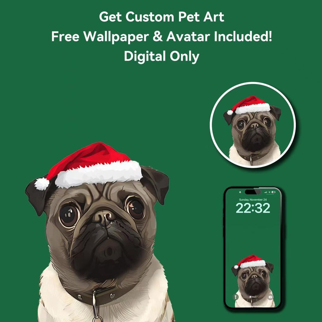 Custom Pet Art Design, Digital PNG Pet Art, Custom Christmas Pet ...