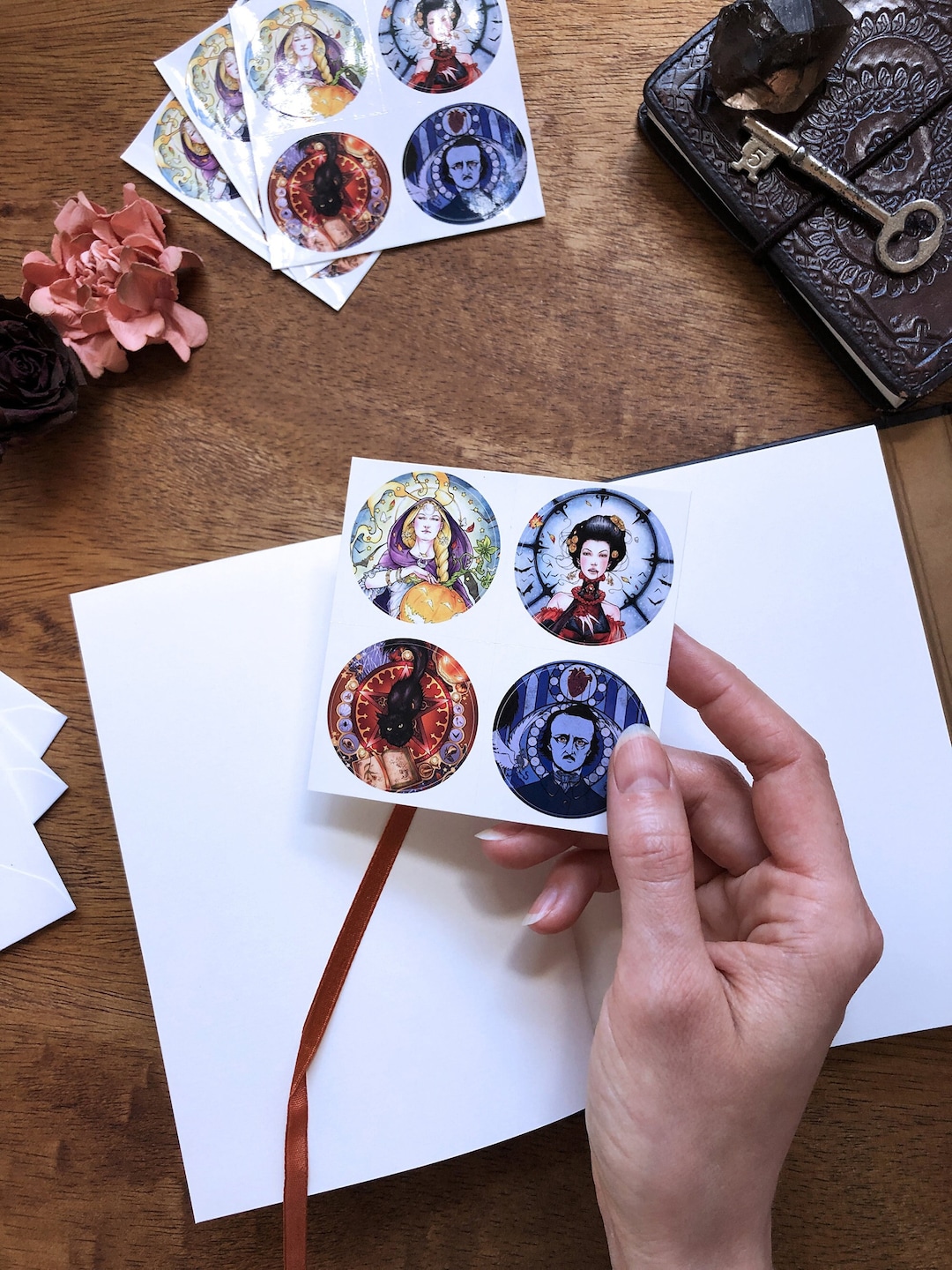 Halloween Mini Sticker Sheet: Black Cat, Poe, Witch - Spooky Journaling ...