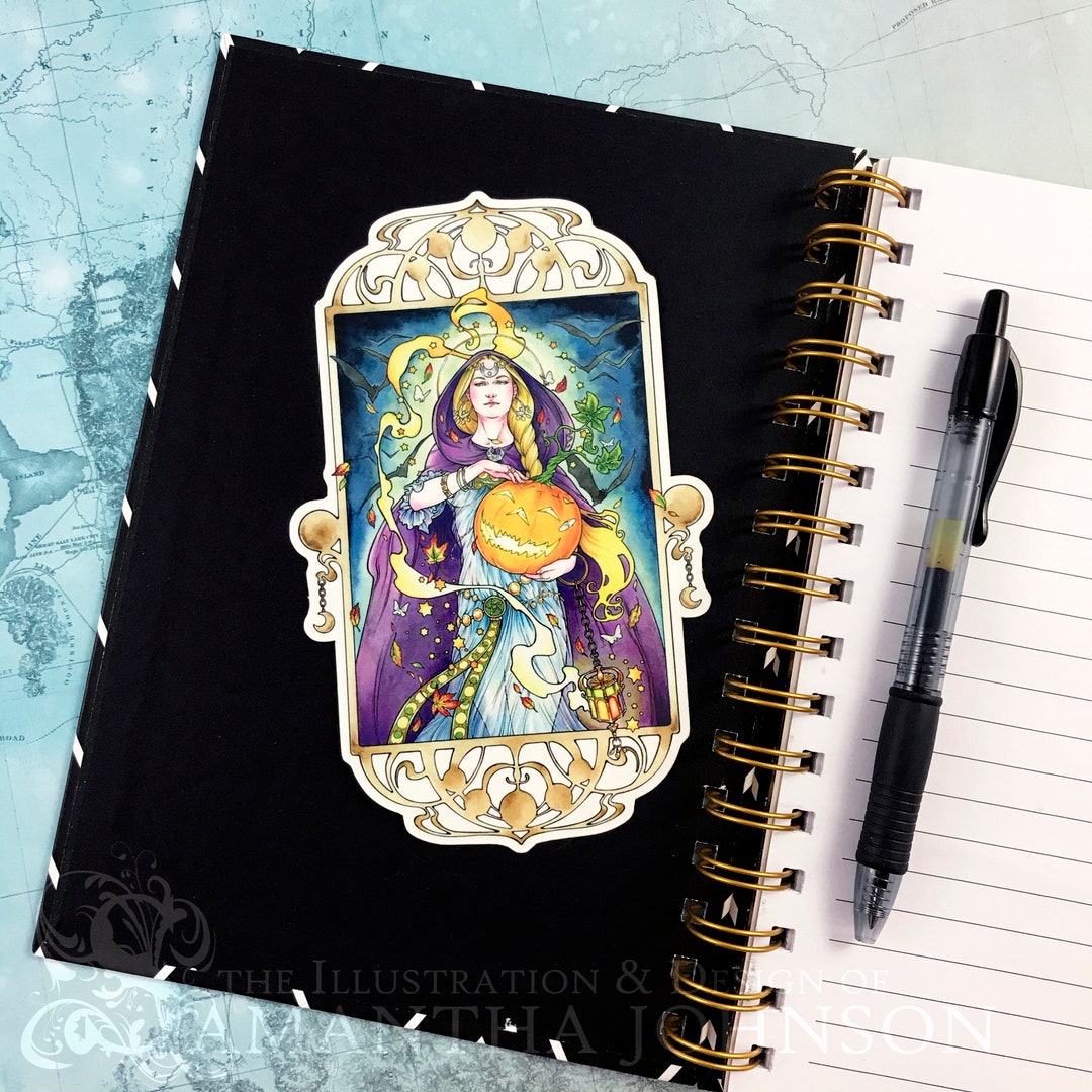Bewitched by Starlight, XXL Vinyl Sticker, Halloween Goddess, Art ...